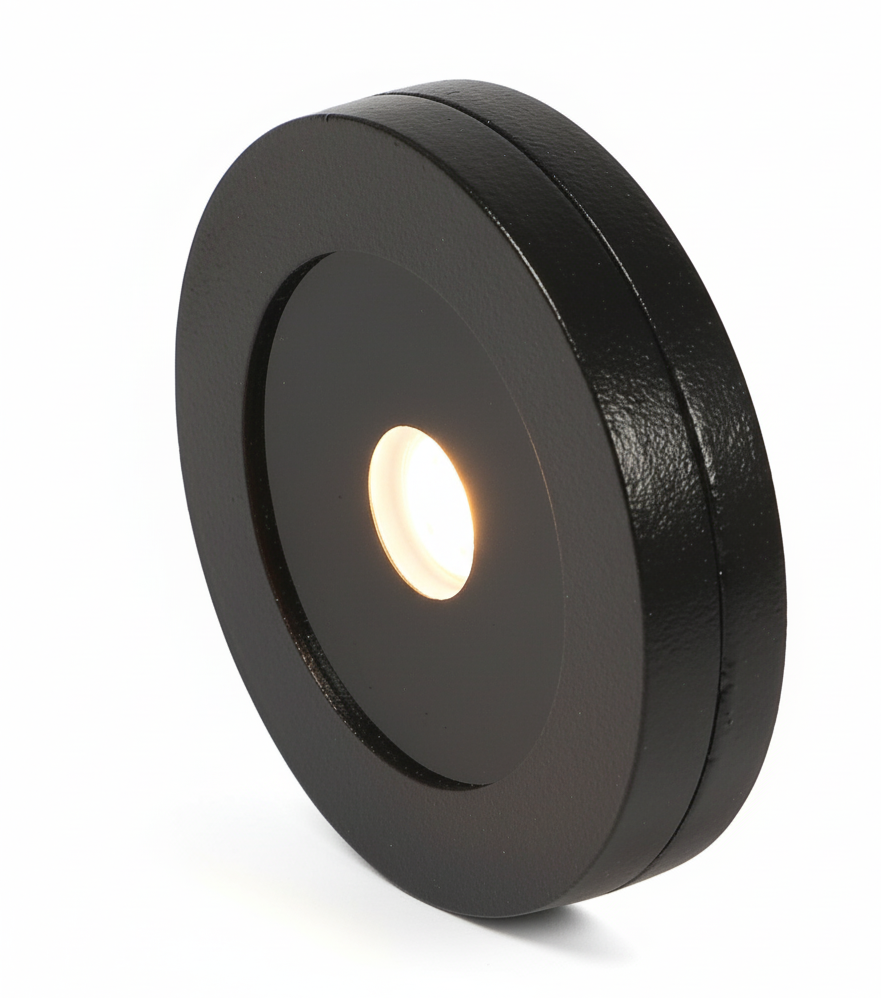 AL107 Black Round LED Surface Cabinet Puck Light – The Black Steel