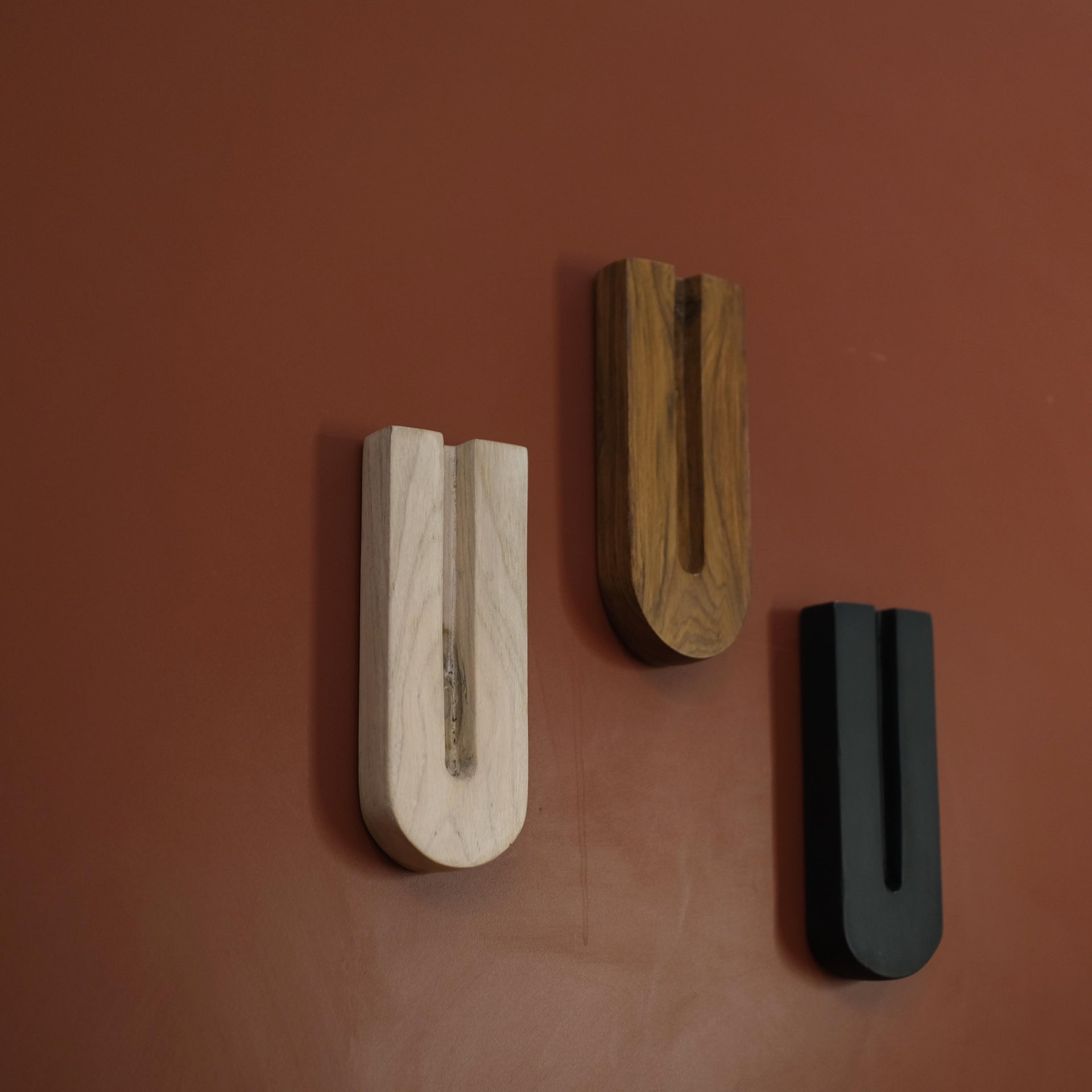 DE112 Teak Waves Wall Set (set of 3) – The Black Steel